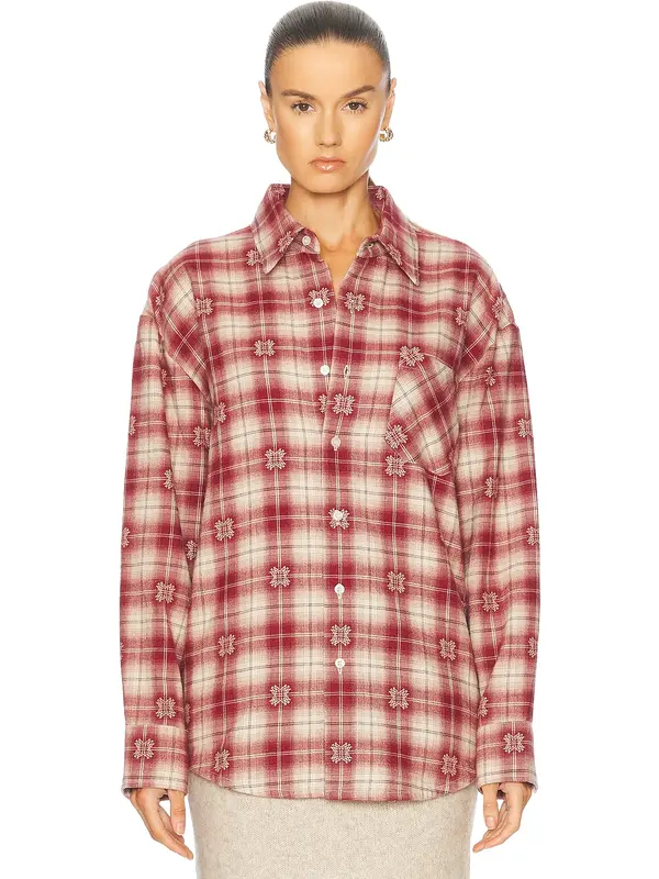 Amiri Quad Flannel Overshirt - Deep Red