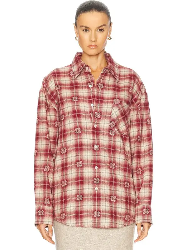 Amiri Quad Flannel Overshirt In Red - Deep Red