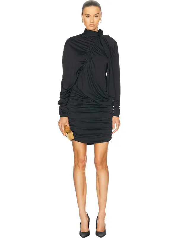 FERRAGAMO Long Sleeve Mini Dress - Nero