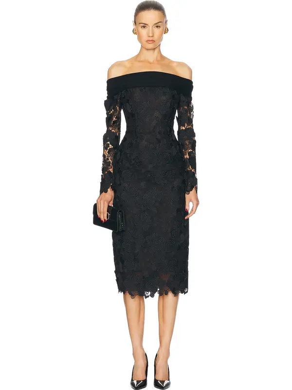 Oscar De La Renta Off The Shoulder Dress - Black