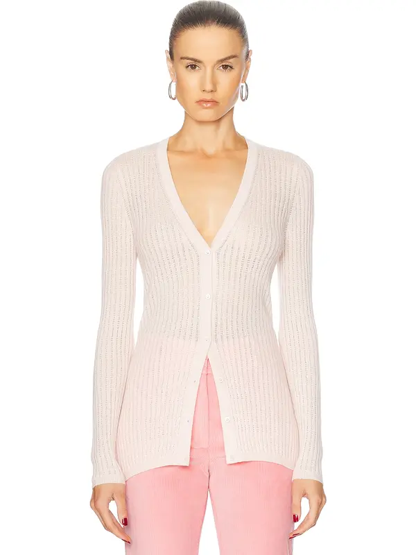 Gabriela Hearst Emma Pointelle Cardigan - Pale Blush