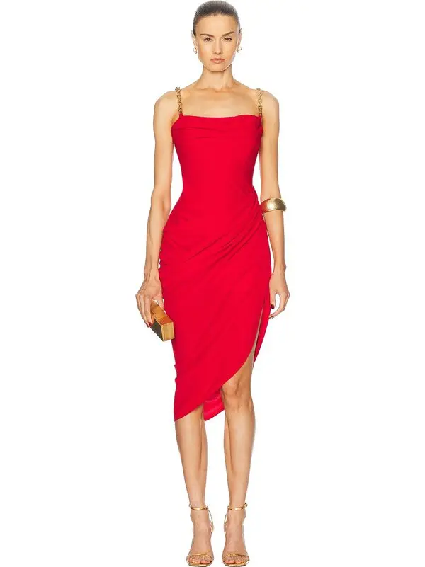 Carolina Herrera Chain Strap Midi Dress - Herrera Red