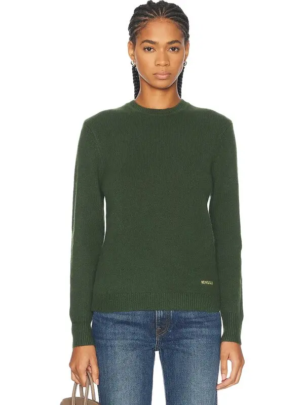 Renggli Embroidered Cashmere Crewneck Sweater - Juniper