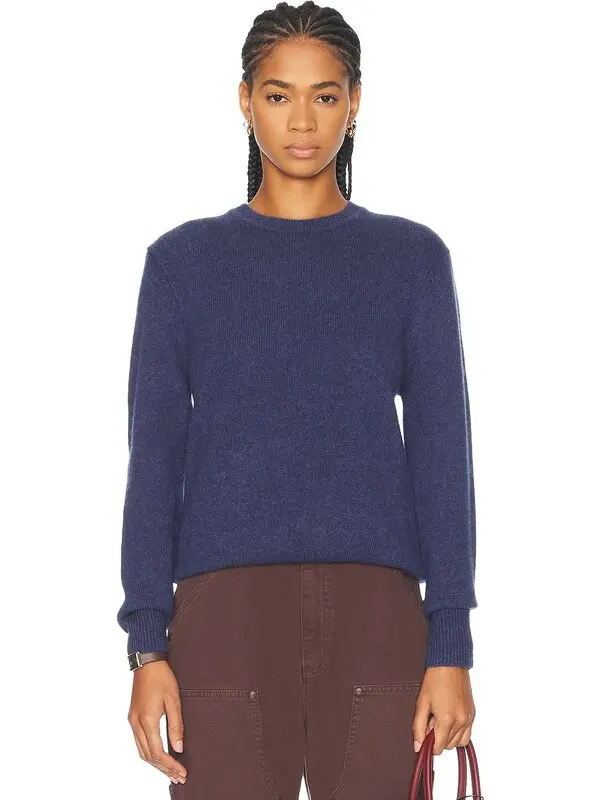 Renggli Embroidered Cashmere Crewneck Sweater - Lapis