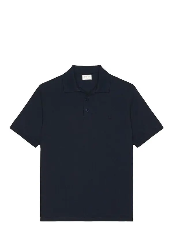 Saint Laurent Pique Polo In Blue - Marine