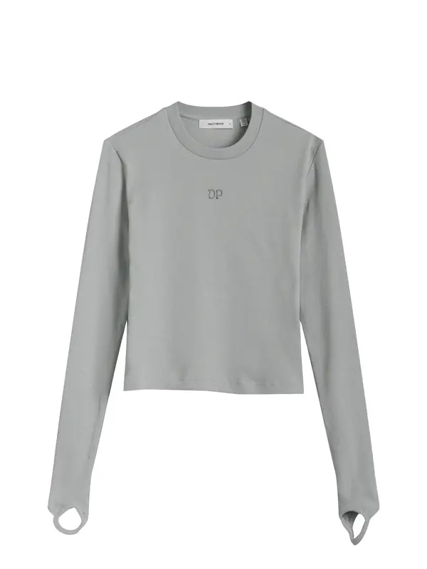 DAILY PAPER Logo Rib Long Sleeve Top - Ultimate Gray