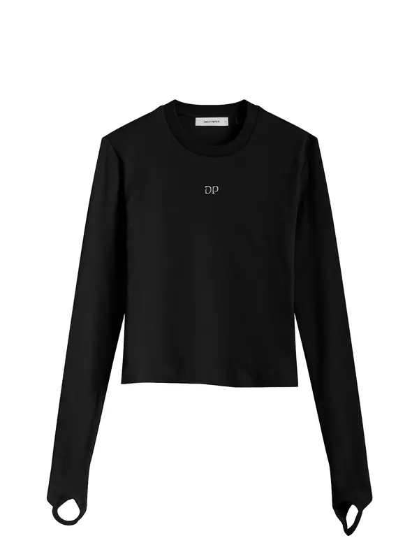 DAILY PAPER Logo Rib Long Sleeve Top - Black