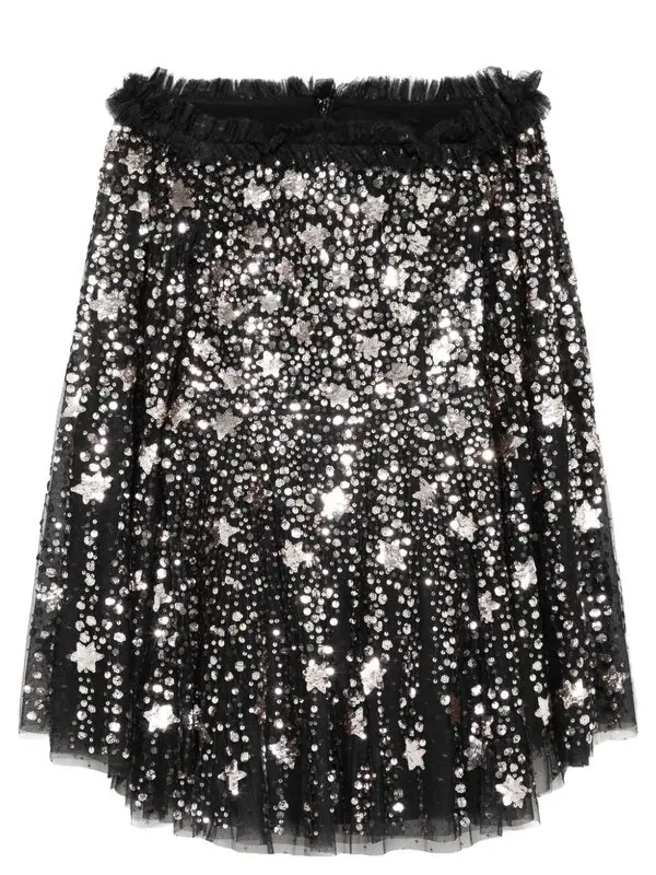 NEEDLE & THREAD Shooting Stars Mini Dress - Black