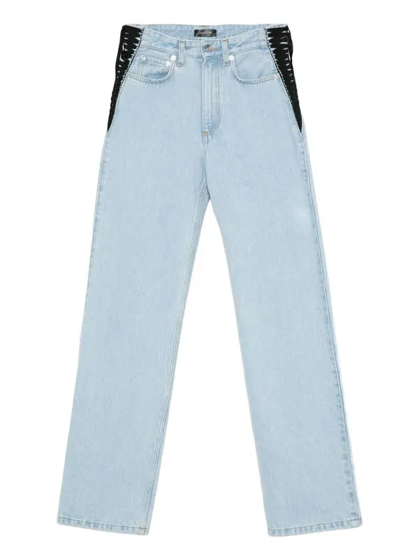 MUGLER Lace-up Straight Leg Jeans - Blue