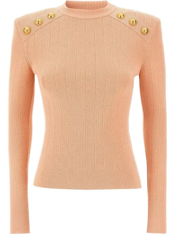 Balmain Button-detailed Knitted Sweater - Pink