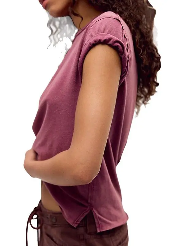 Free People We The Free Nova Heathered Baby Tee - Crushed Berry