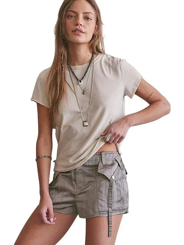 Free People We The Free Nova Heathered Baby Tee - Morning Oat