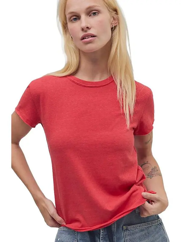 Free People We The Free Nova Heathered Baby Tee - Rococco Red