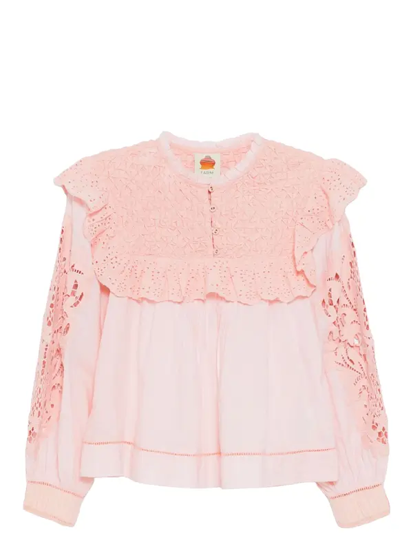 Farm Rio Rose Honeycomb Blouse - Pink