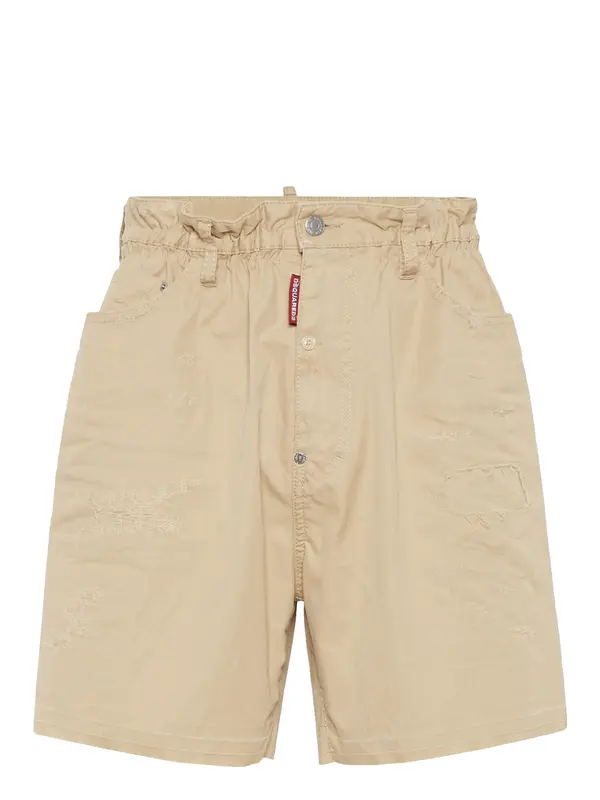 Dsquared2 Stitched Cotton Shorts - Neutrals
