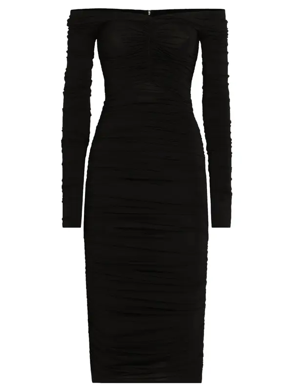 Dolce & Gabbana Ruched Midi Dress - Black