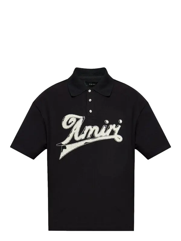 Amiri Embroidered-logo Polo Shirt - Black