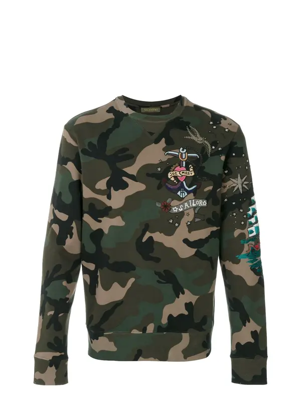 Valentino Garavani Camouflage-print Sweatshirt - Green