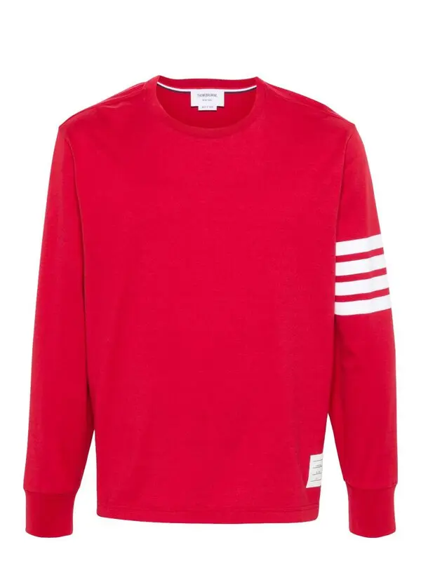 Thom Browne 4-bar Stripe Cotton T-shirt - Red