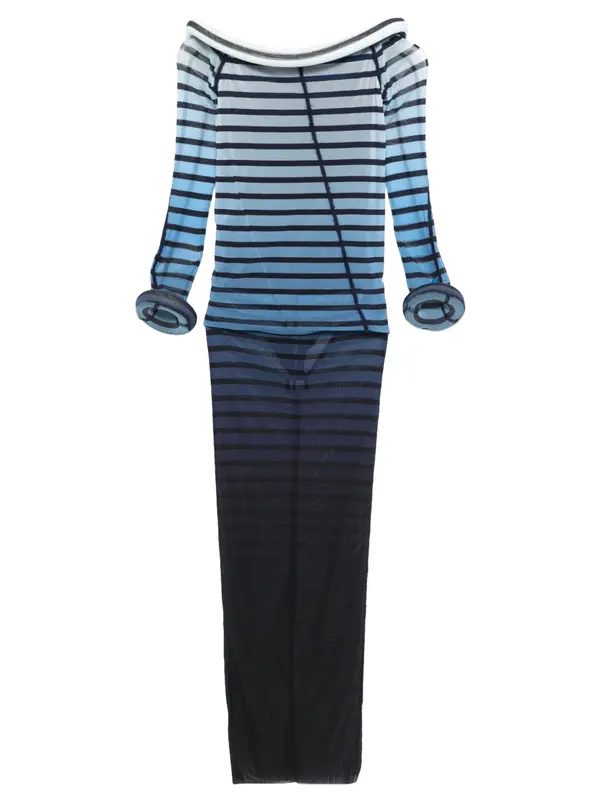 Jean Paul Gaultier Striped Maxi Dress - Black