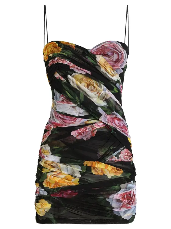 Dolce & Gabbana Floral-print Mini Dress - Black