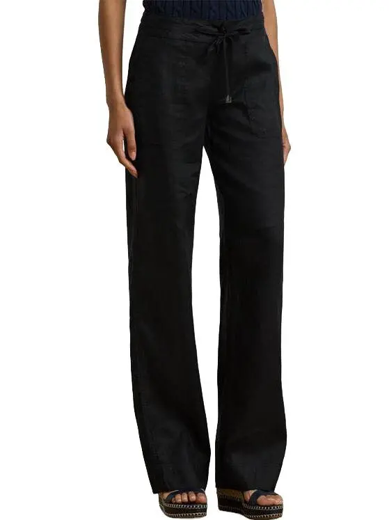 Ralph Lauren Wide Leg Linen Pants - Black
