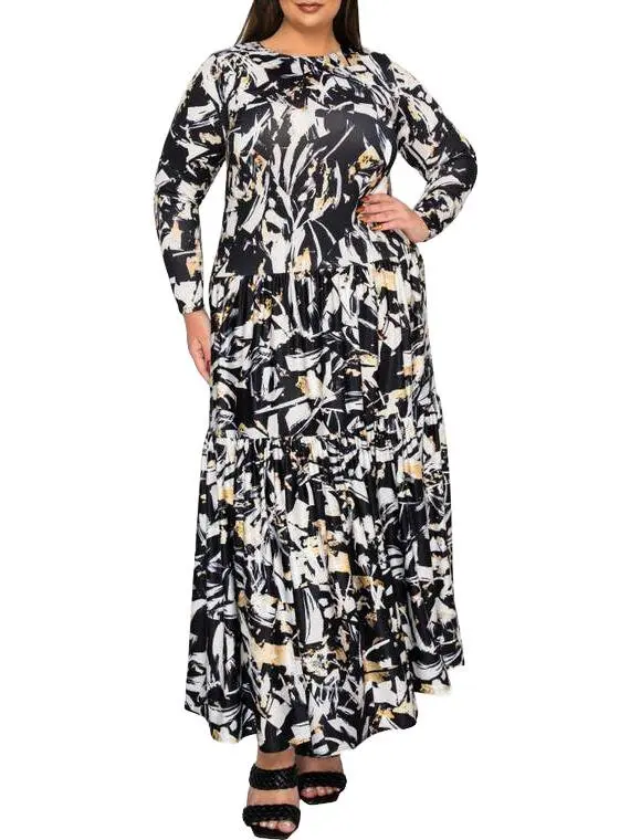 L I V D Zimmern Printed Maxi Dress - Black Taupe