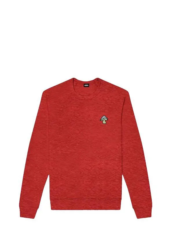 DALIX Mushroom Fleece Crewneck Sweatshirt - Heather Red