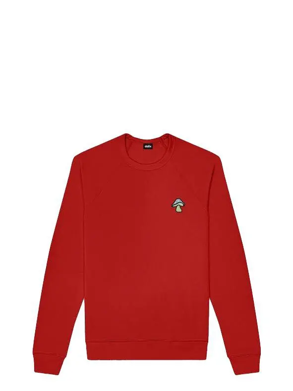 DALIX Mushroom Fleece Crewneck Sweatshirt - Red