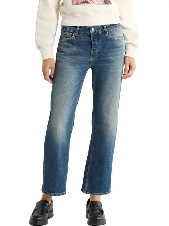 RE/DONE Slim Straight Crop Jeans - Smoke Water