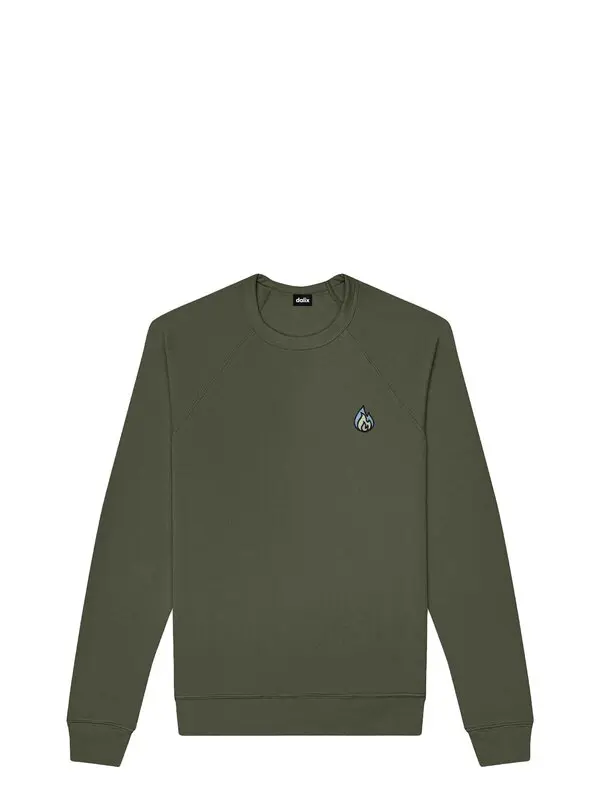 DALIX Fire Fleece Crewneck Sweatshirt - Military Green