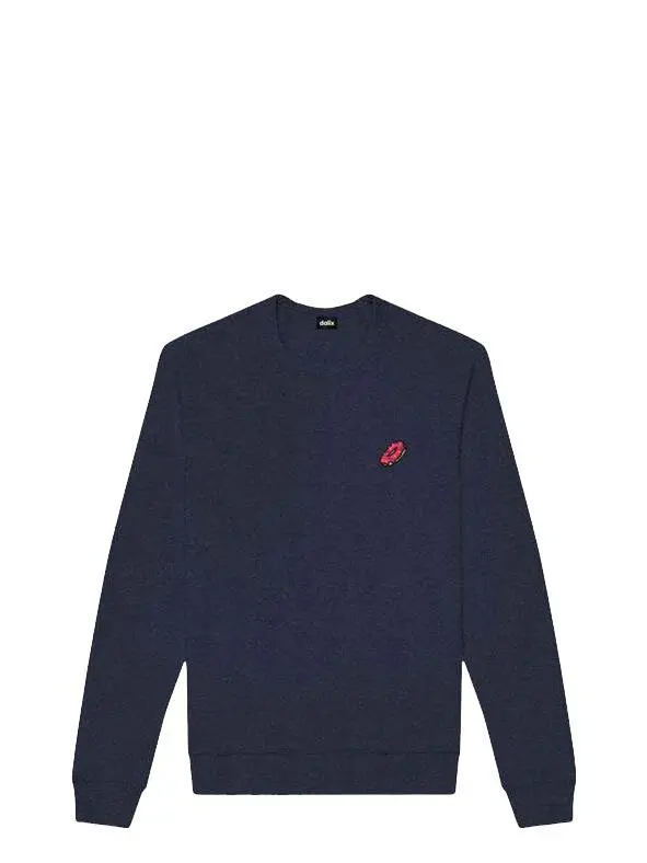 DALIX Embroidered Fleece Sweatshirt - Heather Navy