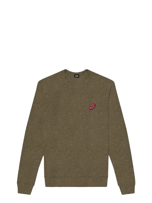 DALIX Embroidered Fleece Sweatshirt - Heather Olive