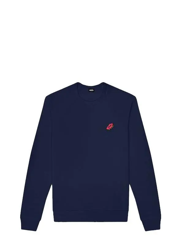 DALIX Embroidered Donut Fleece Sweatshirt - Navy Blue