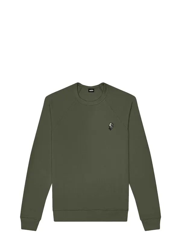 DALIX Lightning Fleece Crewneck Sweatshirt - Military Green
