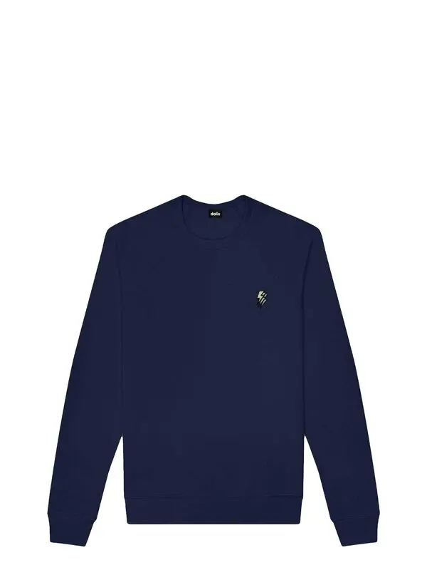 DALIX Lightning Fleece Crewneck Sweatshirt - Navy Blue