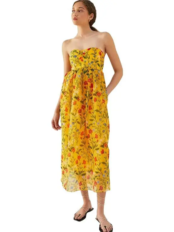 Rebecca Taylor Botanica Fleur Organza Dress - Dandelion Combo