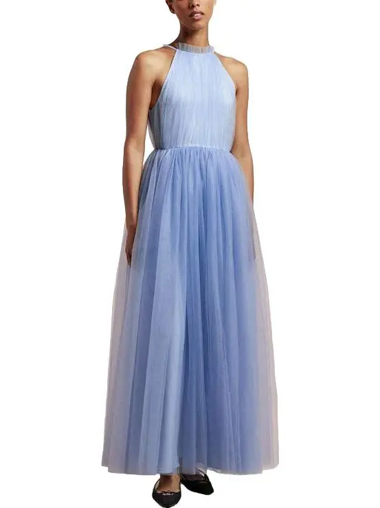 Rebecca Taylor Tulle Halter Neck Gown - Hydrangea