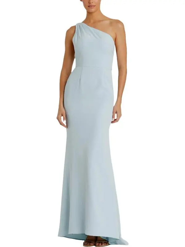 Mac Duggal One-shoulder Jersey Mermaid Gown - Powder Blue