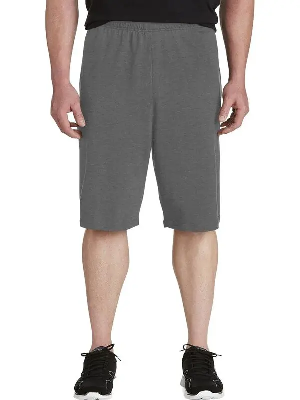 HARBOR BAY BY DXL Big & Tall Pull-on Knit Shorts - Granite Heather