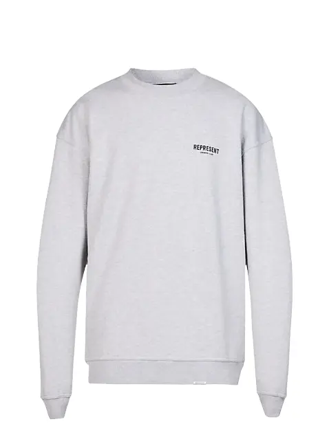 REPRESENT Owners' Club Graphic-print Cotton-jersey Sweatshirt - Ash Grey Black