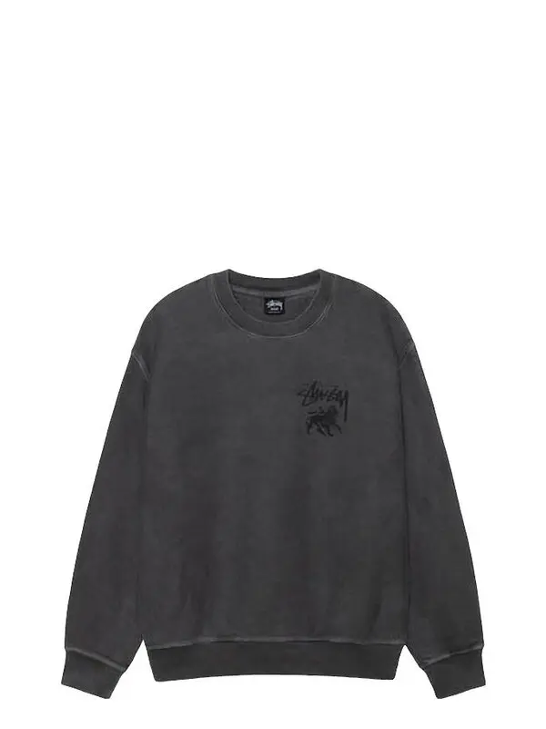 StÜssy Rasta Lion Pigment Dyed Crew - Black