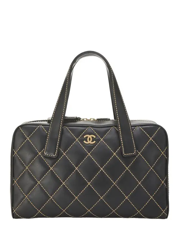 Chanel Leather Wild Stitch Handbag - Black