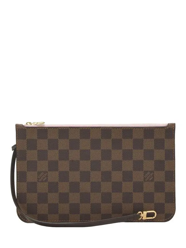 LOUIS VUITTON Damier Ebene Neverfull Pouch - Pink