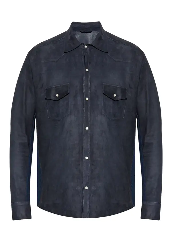 Eleventy Suede Shirt Jacket - Blue