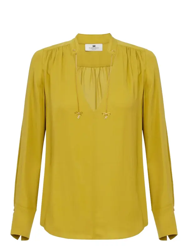 Elisabetta Franchi Logo-charm Georgette Blouse - Yellow