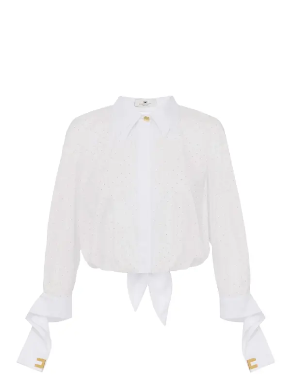 Elisabetta Franchi Rhinestone-embellished Poplin Shirt - White