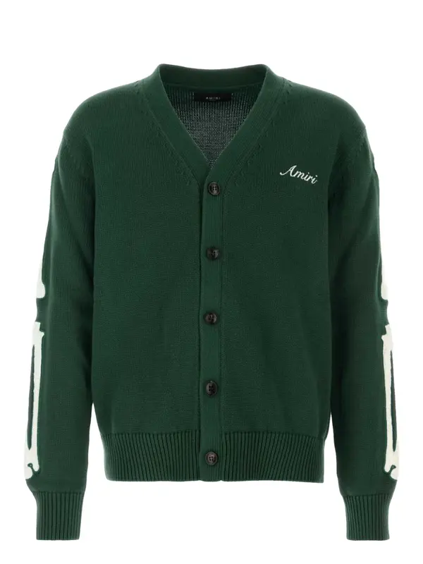Amiri Bone-embroidered Cardigan - Green
