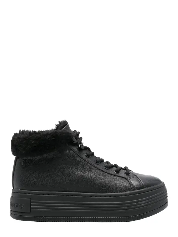Calvin Klein Leather Flatform Sneakers - Black