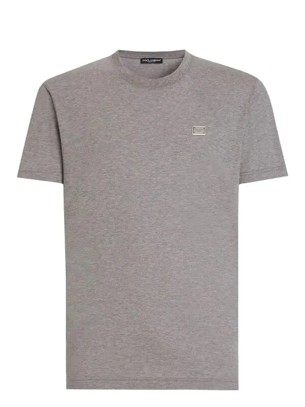 Dolce & Gabbana Logo-plaque Cotton T-shirt - Grey